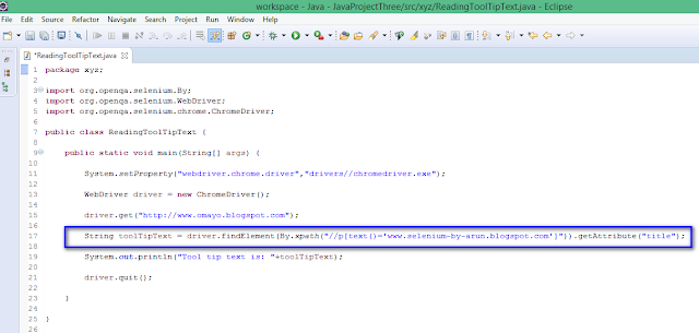 Selenium-By-Arun: Reading Tool Tip text using getAttribute() method of ...