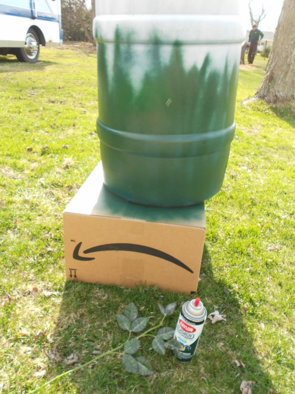 RVing: The USA is our BIG Backyard: Painting a rain barrel, swinging ...