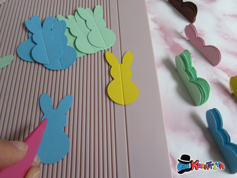 Coniglietti di carta 3d con pompon - Kreattivablog
