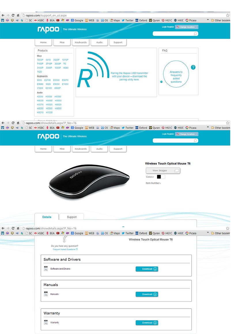 Rapoo Wireless Touch Optical Mouse T6: Rapoo Wireless Touch Optical ...