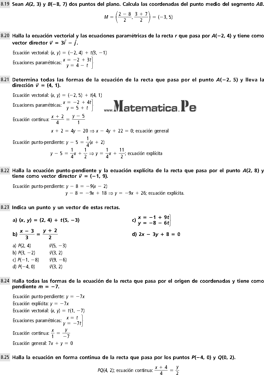 Geometria Analitica Ejercicios Resueltos De Secundariamatematica 4 Eso Pdf