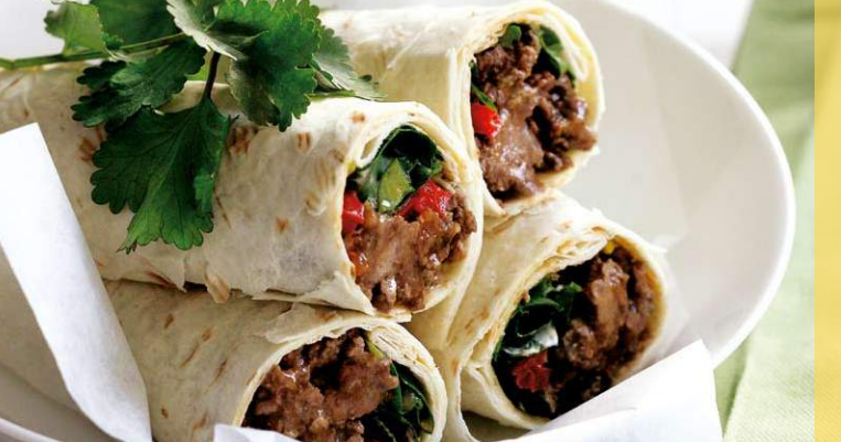 SPICY BEEF CHILLI ON WARM BURRITOS | recipelife