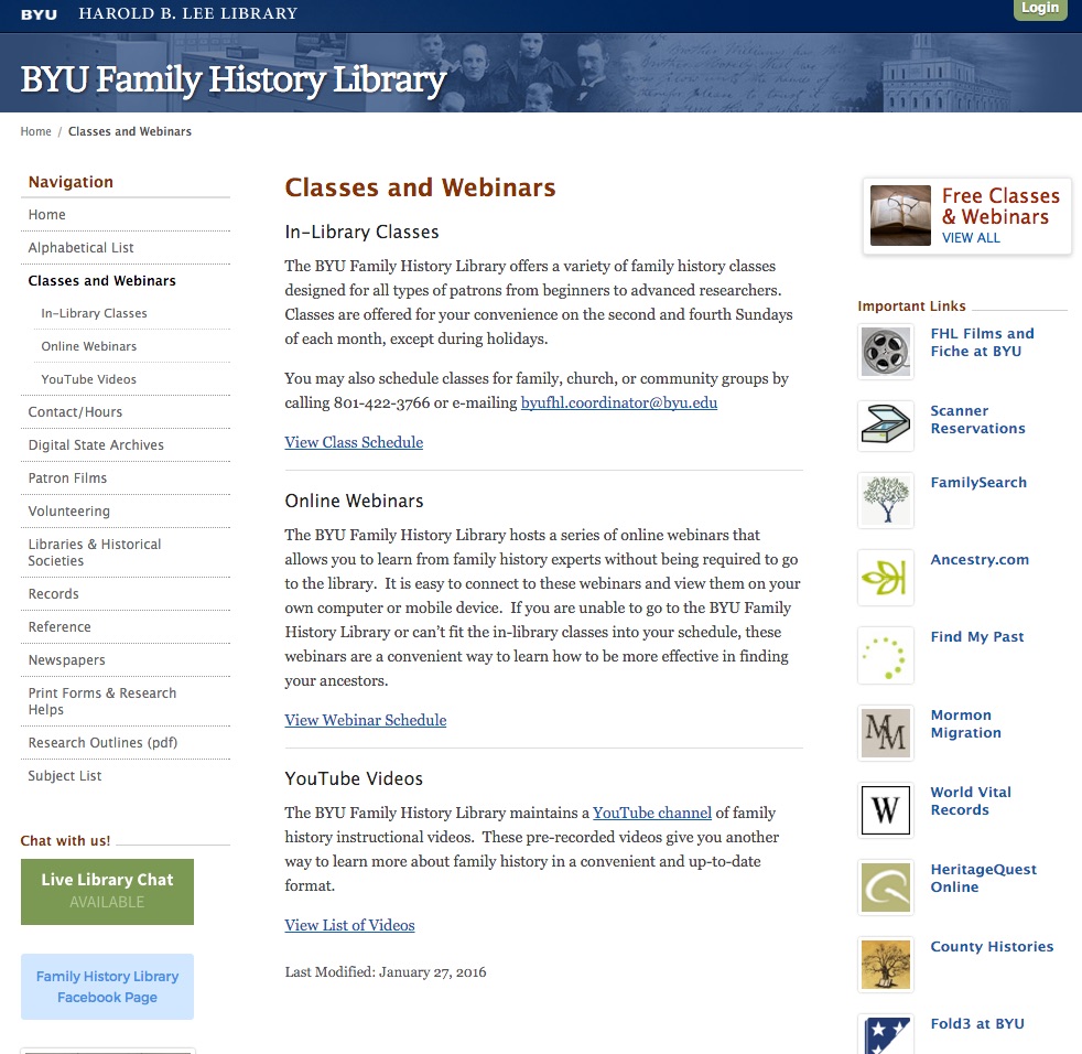 Genealogy's Star: BYU Family History Library starts series of webinars
