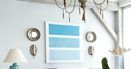 Artful Coastal Crisp Blue & White Living Room Ideas from Wisteria