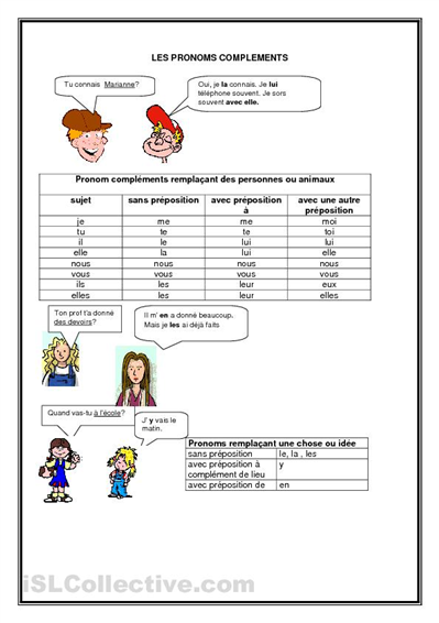 Petit monde FLE: Les pronoms compléments