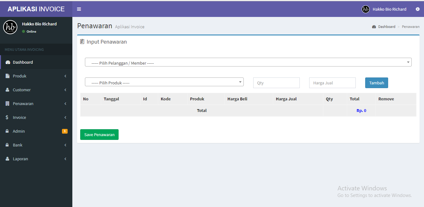 Aplikasi Invoice Dengan Php Mysql Dan Bootstrap 3