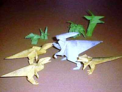 origami ancient dino 4 3D ~ origami instructions art and craft ideas