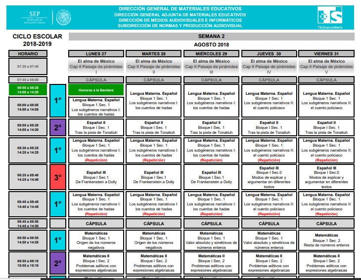 David de la Cruz López: PROGRAMACIÓN TELEVISIVA 2018-2019_ SEMANAS 02 A 04