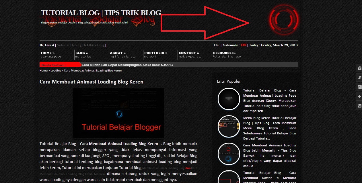 Cara Membuat Animasi Loading Di Header Blog | Tutorial Blog | Tips Trik ...