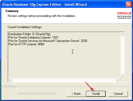 Installing Oracle Database 10g Express Edition | JAVAbyNATARAJ