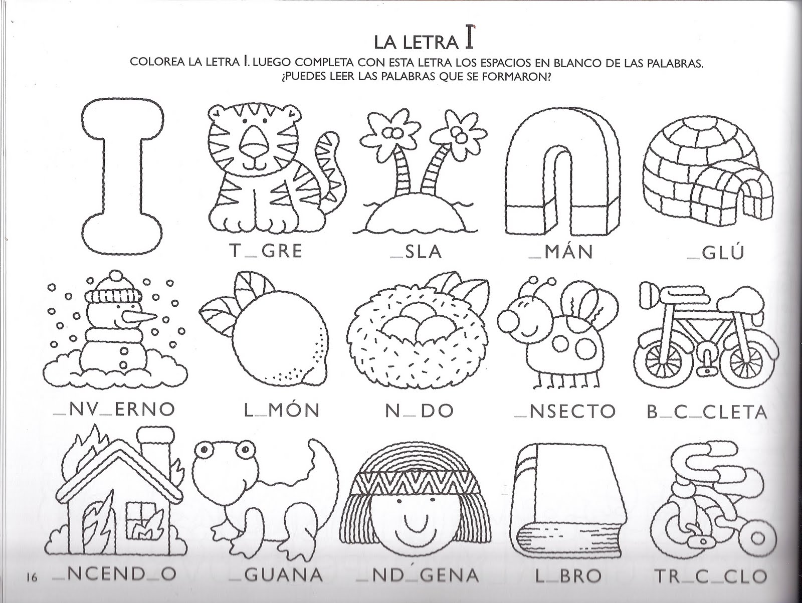 Material educativo para maestros: Actividades de apresto letra I