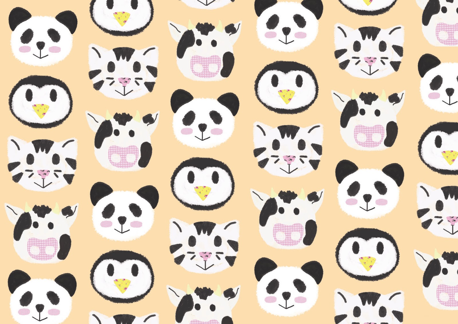 Kerrie's Illustrations: Repeating Animals Colour Post Cards - Fronts ...