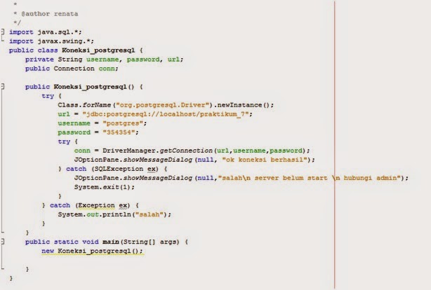 Renata Widiatrisna: LAPORAN PRAKTIKUM IX KONEKSI POSTGRESQL PADA JAVA ...