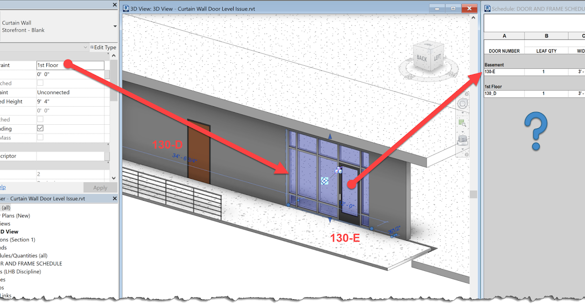 BIM Chapters: Curtain Wall Door Schedules on Wrong Level