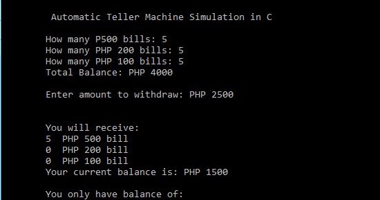 Free Programming Source Codes and Computer Programming Tutorials: Automatic Teller Machine ...