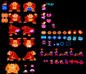 sprites de juegos: Sprites de DK Arcade, DK Junior y DK 3