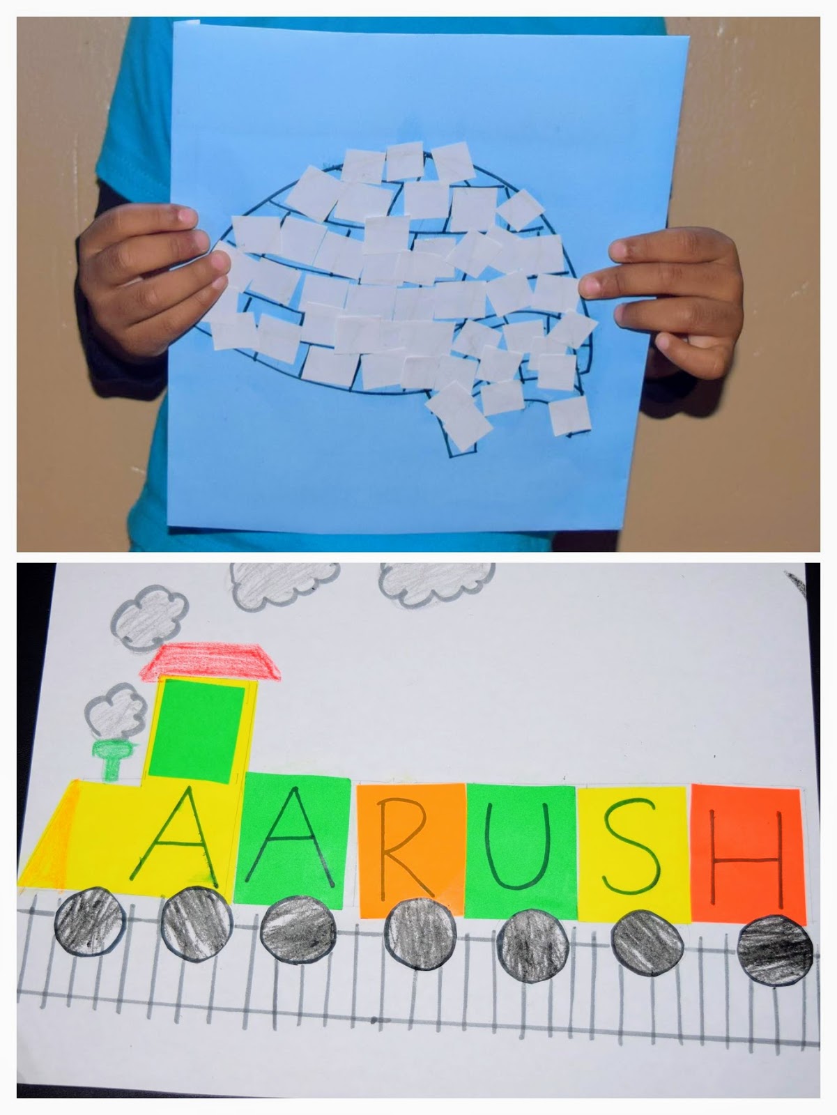 Sindhu's cocoon: Igloo and Train with Squares!