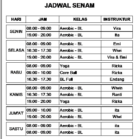 Sanggar Senam Indah: Sanggar Senam Indah - Jadwal Senam