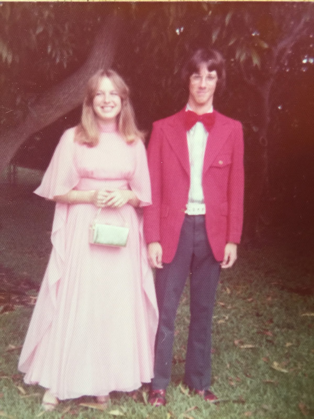Stepping out for senior prom in the 1970's meant pastel colored leisure ...
