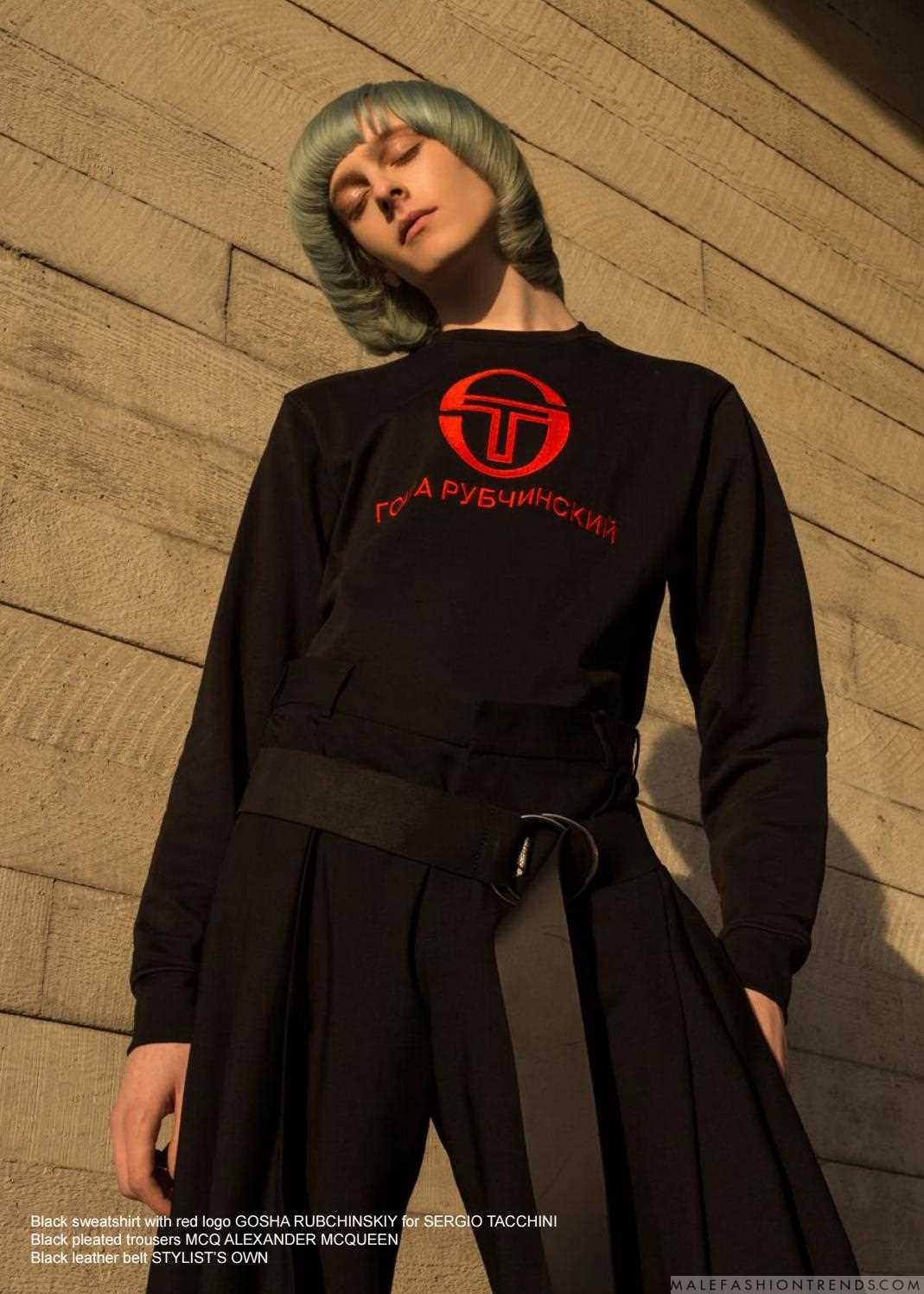 Aaron Lewins se enfunda en looks andróginos para LUI Magazine