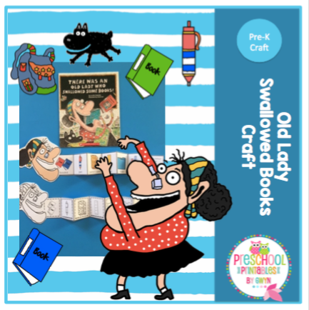 Old Lady Who Swallowed Books Craft ~ Preschool Printables