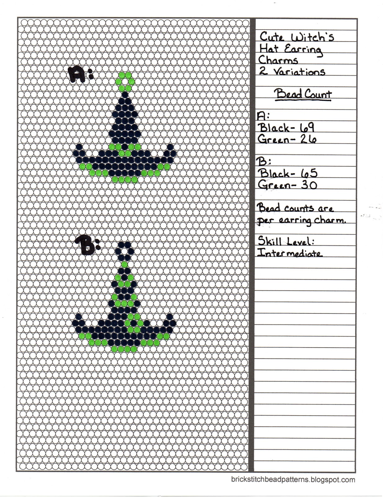Brick Stitch Bead Patterns Journal: Cute Witch's Hat Free Brick Stitch ...