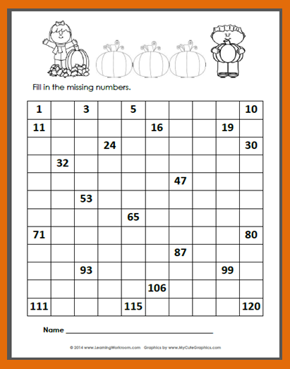 Learning Ideas - Grades K-8: Free Autumn 120 Number Charts
