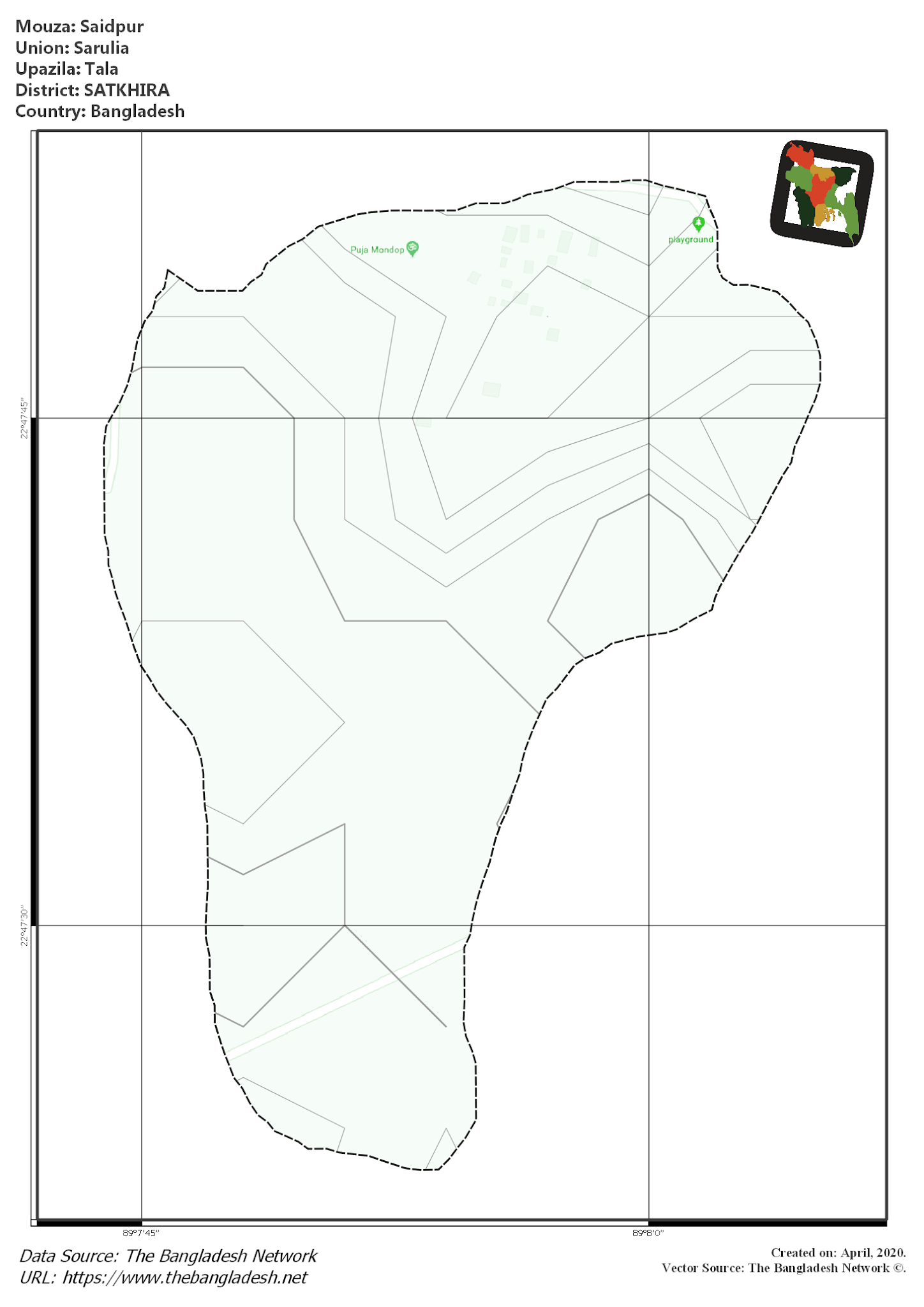 Map of Saidpur Mouza, Tala, Satkhira