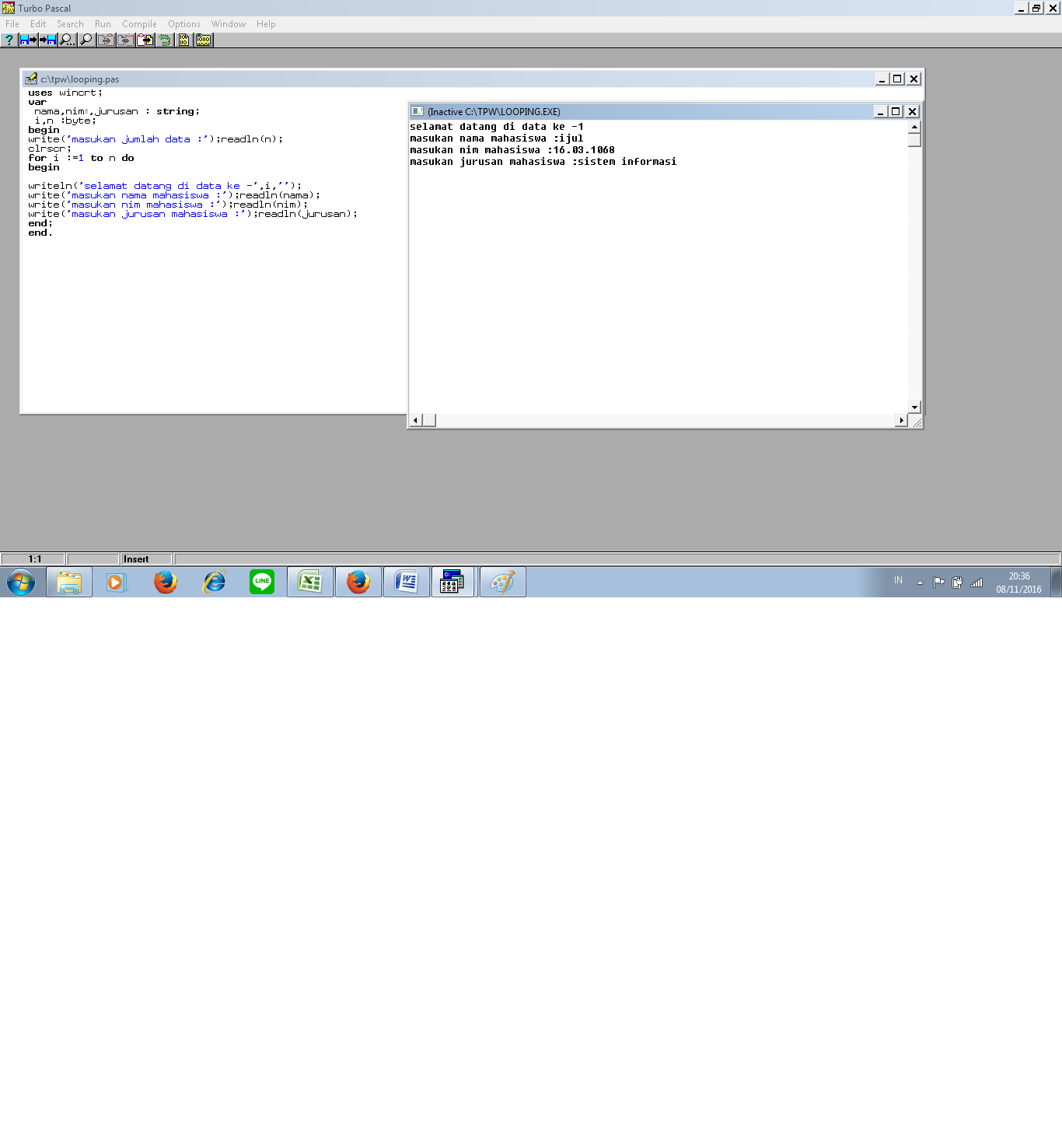 cara membuat program data mahasiswa menggunakan looping - contoh ...