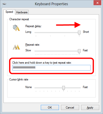 Dan Dar3: Windows: Keyboard repeat delay (short)