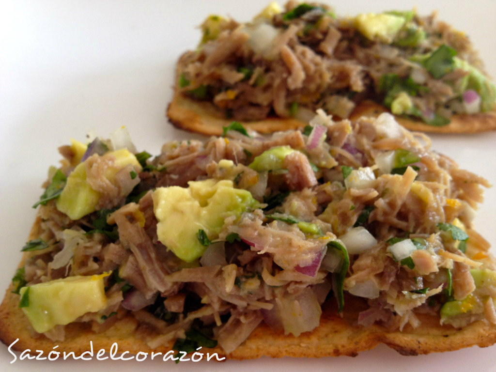 Sazón del corazón: Tostaditas de carne deshebrada