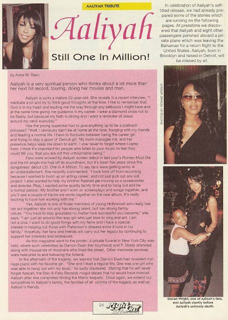 Aaliyah Archives: Aaliyah Tribute: Right On! Magazine, 2001