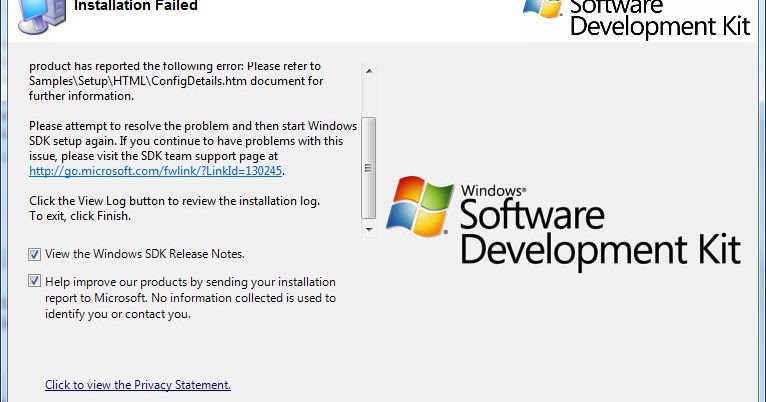 pnsoftwarestudies: A problem occurred while installing selected Windows SDK components.