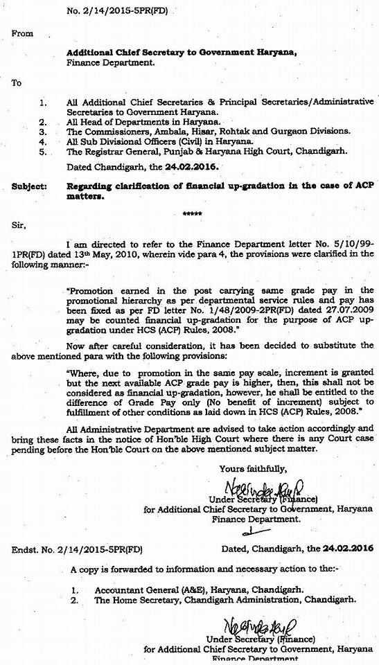 Up gradation in ACP case - Teacher Haryana Education News