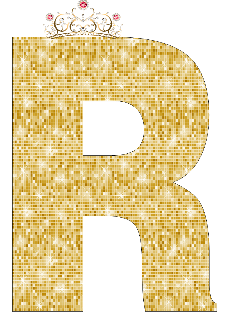 Abecedario de Corona con Fondo Dorado. Alphabet of Crown with Golden ...