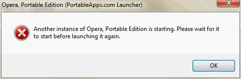 Troubleshooting 問題除錯: Cannot open portable opera with error "Another ...