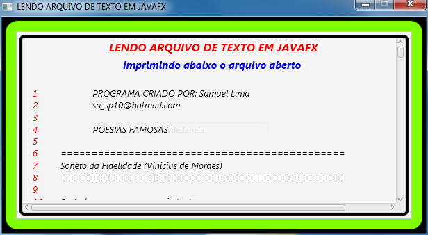 Samuel Lima - Programador C/C++/Java: Javafx - leitura em arquivo de texto