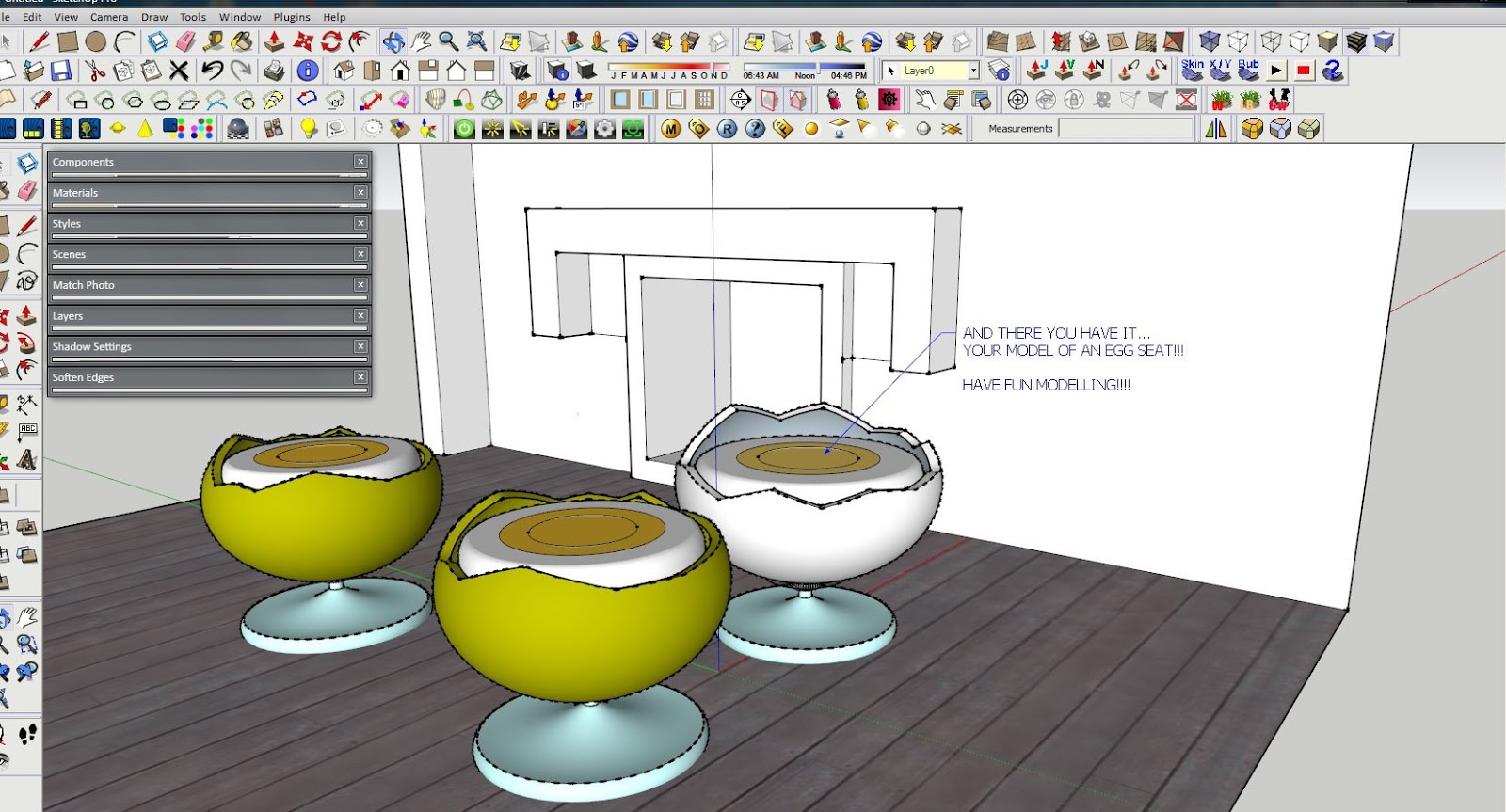 SKETCHUP TEXTURE: SKETCHUP TUTORIAL HOW TO MODELLING AN "EGG SHELL CHAIR"