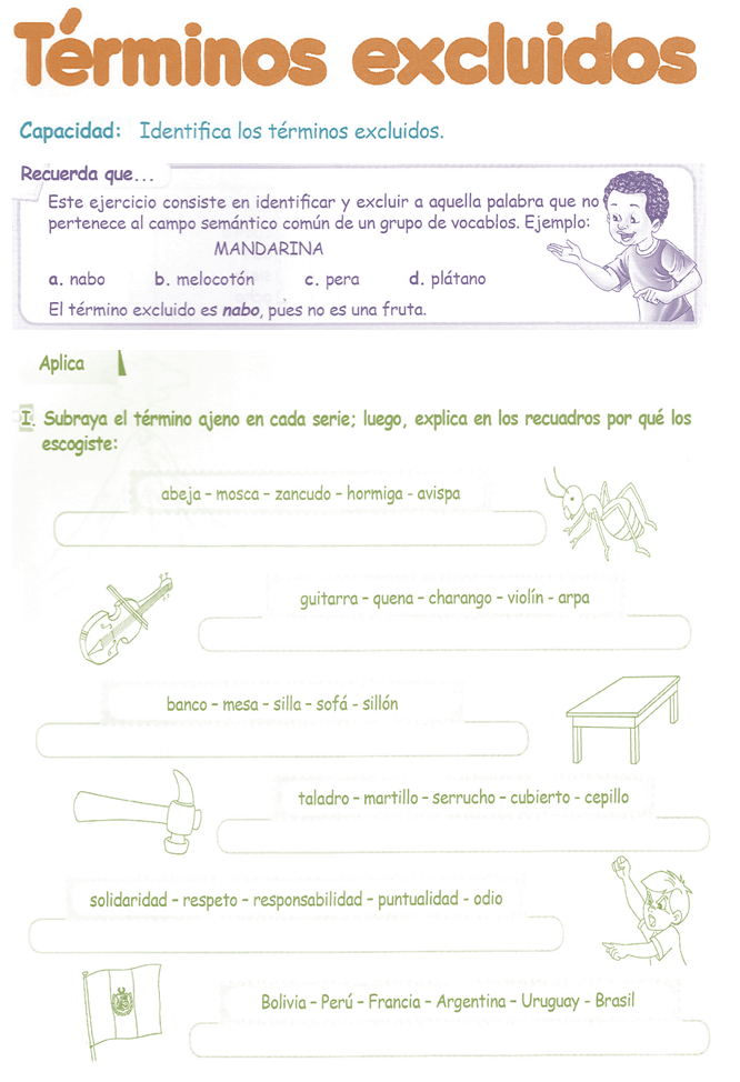 Término Excluido para niños 5° Grado Primaria | Razonamiento Verbal Término Excluido para niños 5° Grado Primaria | Razonamiento Verbal