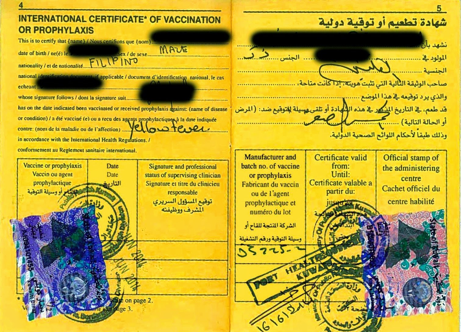 the viewing deck: Yellow Card (Carte Jaune) for Travellers Disease ...