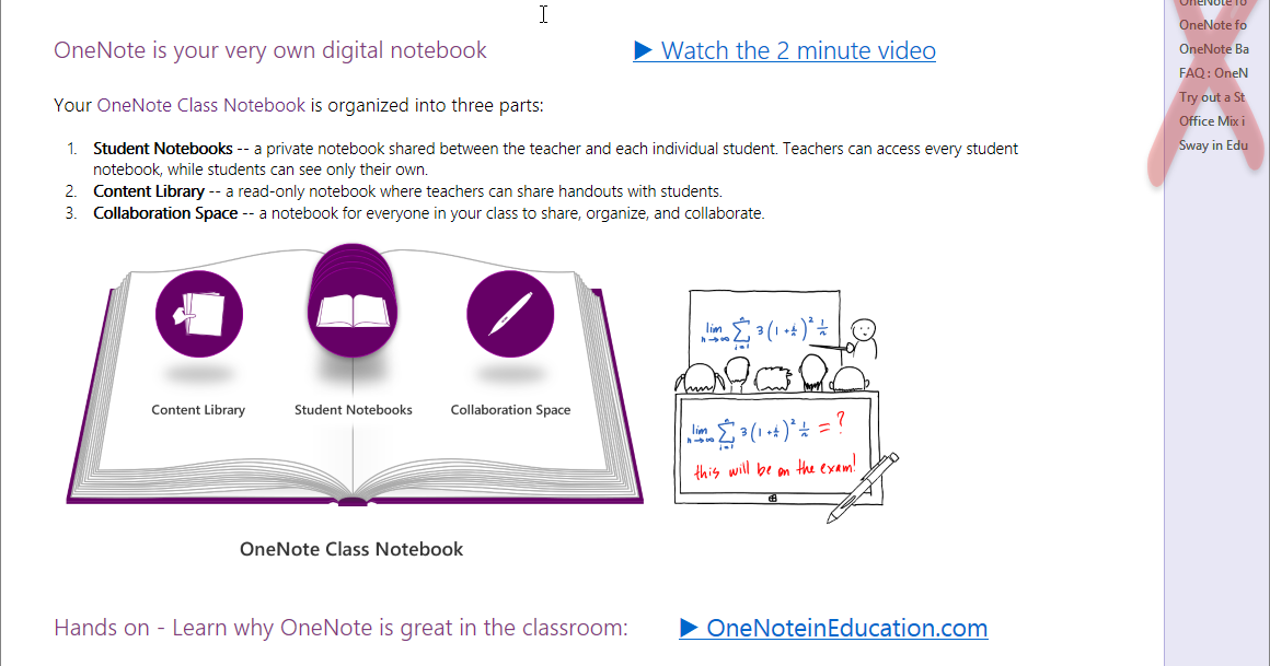 Page One of your OneNote Class Notebook