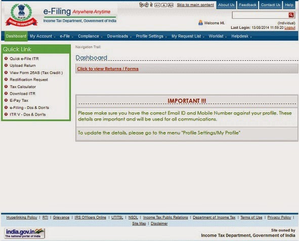 Now Taxpayee Login for e-filing Income Tax Return through Bank Account ...