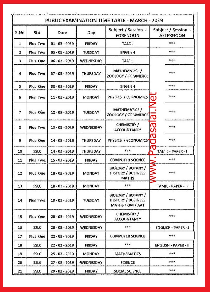 12th Public Exam Time Table 2019 Tamilnadu Schools Padasalai No 1 12th-public-exam-time-table-2019-tamilnadu-schools-padasalai-no-1