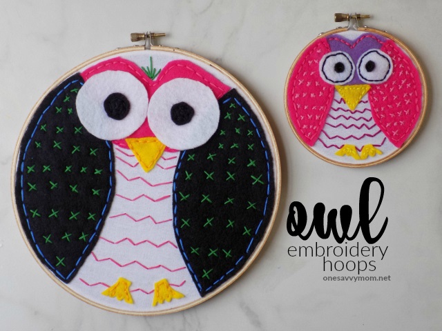 One Savvy Mom ™ | NYC Area Mom Blog: Owl Embroidery Hoops - Kids Sewing ...