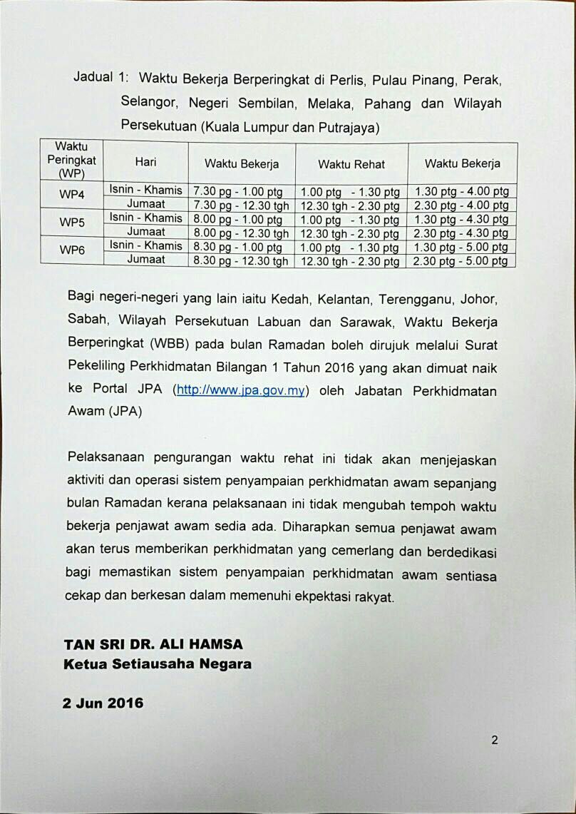 Waktu Bekerja Khas bagi Bulan Puasa - UntOngLAAA.