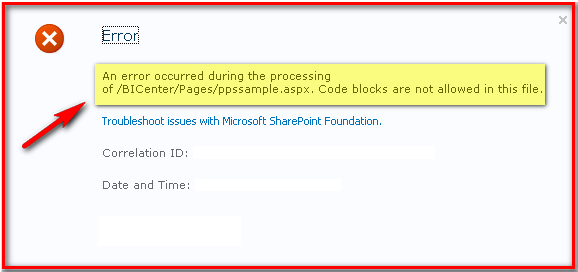 Amol Ghuge's SharePoint Blog: Code blocks are not allowed in this file + Performance Point
