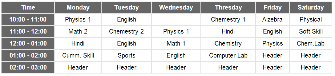 Create A Weekly Timetable Using CSS And HTML Lovely Codes