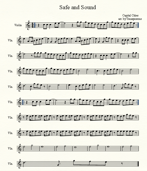 Musical Mania: Safe and Sound by Capital Cities for the Violin