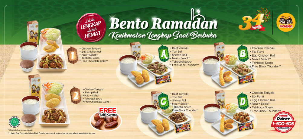 Bento Ramadan HokBen, Paket Menu Berbuka Nikmat, Lengkap, Halal