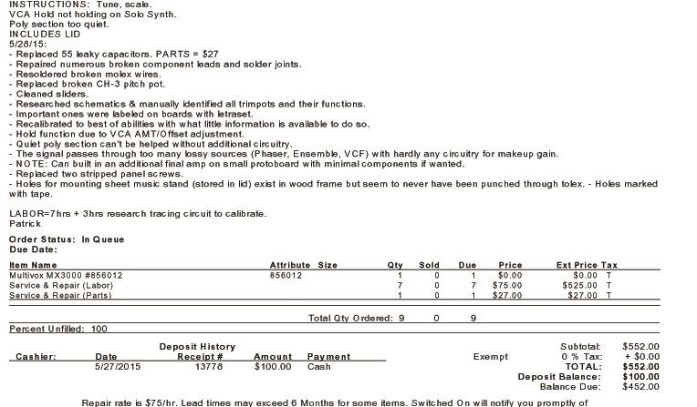 MATRIXSYNTH: Rare Multivox MX-3000 Analog Synthesizer SN 856012